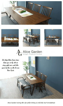 Bộ bàn ăn Alice Rosa 4-6 chỗ - Nội thất Hàn Quốc